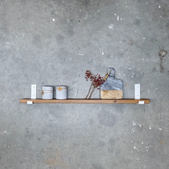 GoudmetHout Massief Eiken Wandplank - 140x10 cm - Donker eiken ...