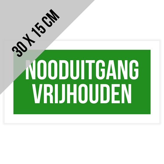 Pictogram/ sticker | "Nooduitgang vrijhouden" | 30 x 15 cm | Brandweg ...