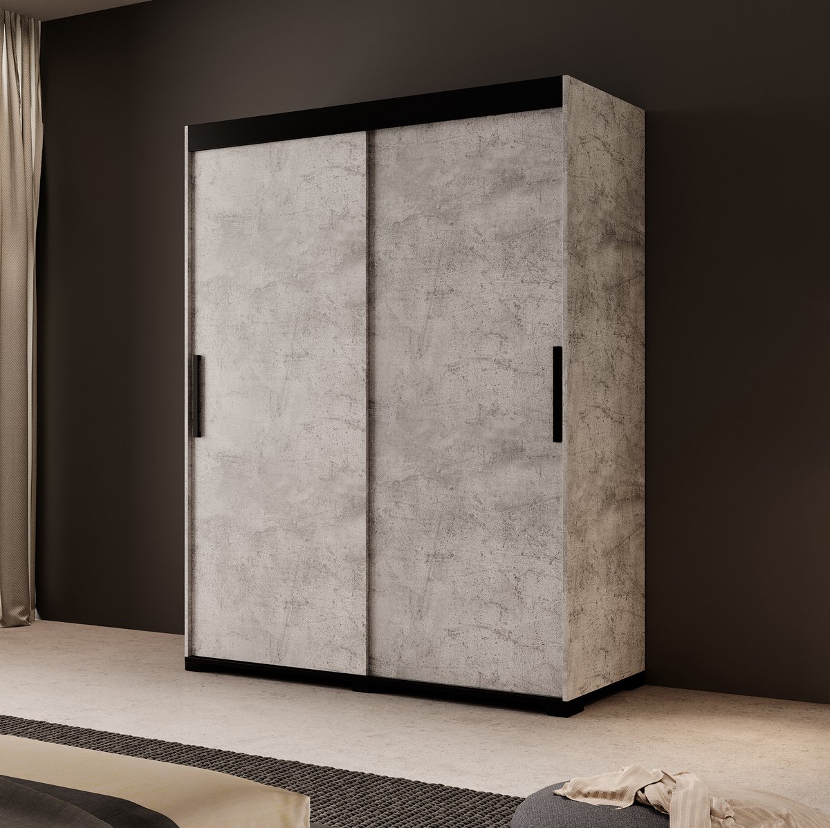 Meubella - Kledingkast Cairo - Betonlook - 150 cm | bol.com
