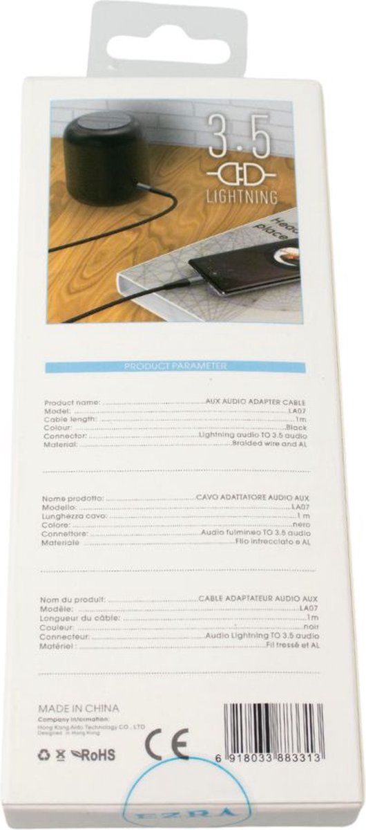 Ezra - Aux Audio Adapter Cable model: LA07 | bol.com