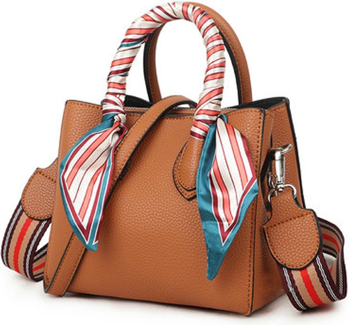 Bruine Handtas Sjaaltje - Schoudertas - Crossbody Tas - 2 Hengsels ...