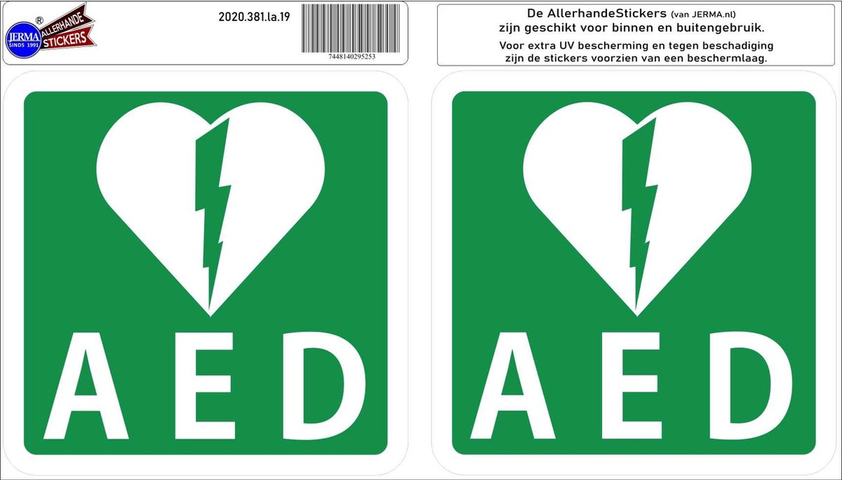 AED pictogram sticker set 2 stuks. | bol.