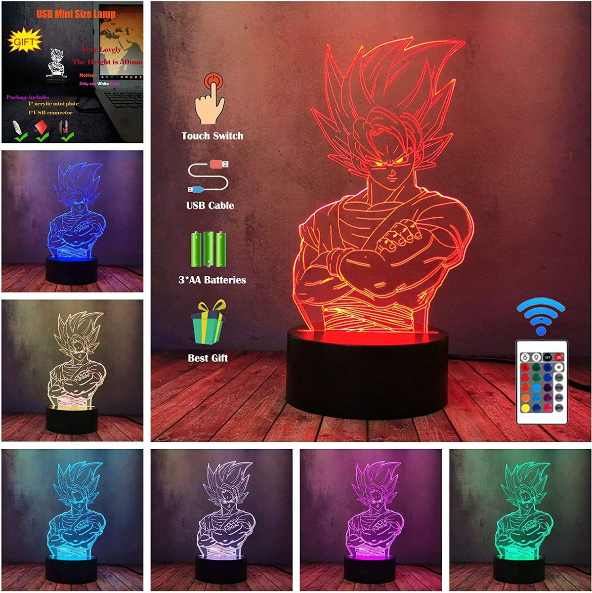 Flightmode- Anime 3d Lamp LED Nachtlampje Prins USB Opladen Tafellamp ...