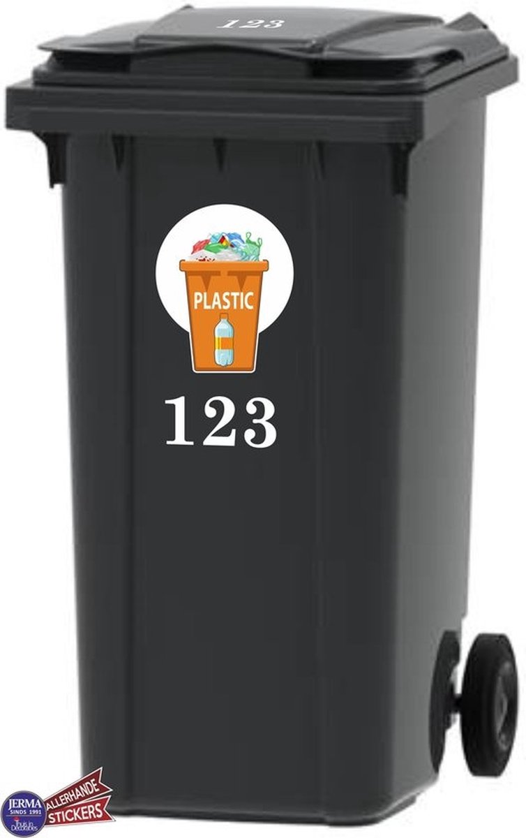 Plastic afval Kliko sticker samen met set van 2x uw huisnummer. | bol.com