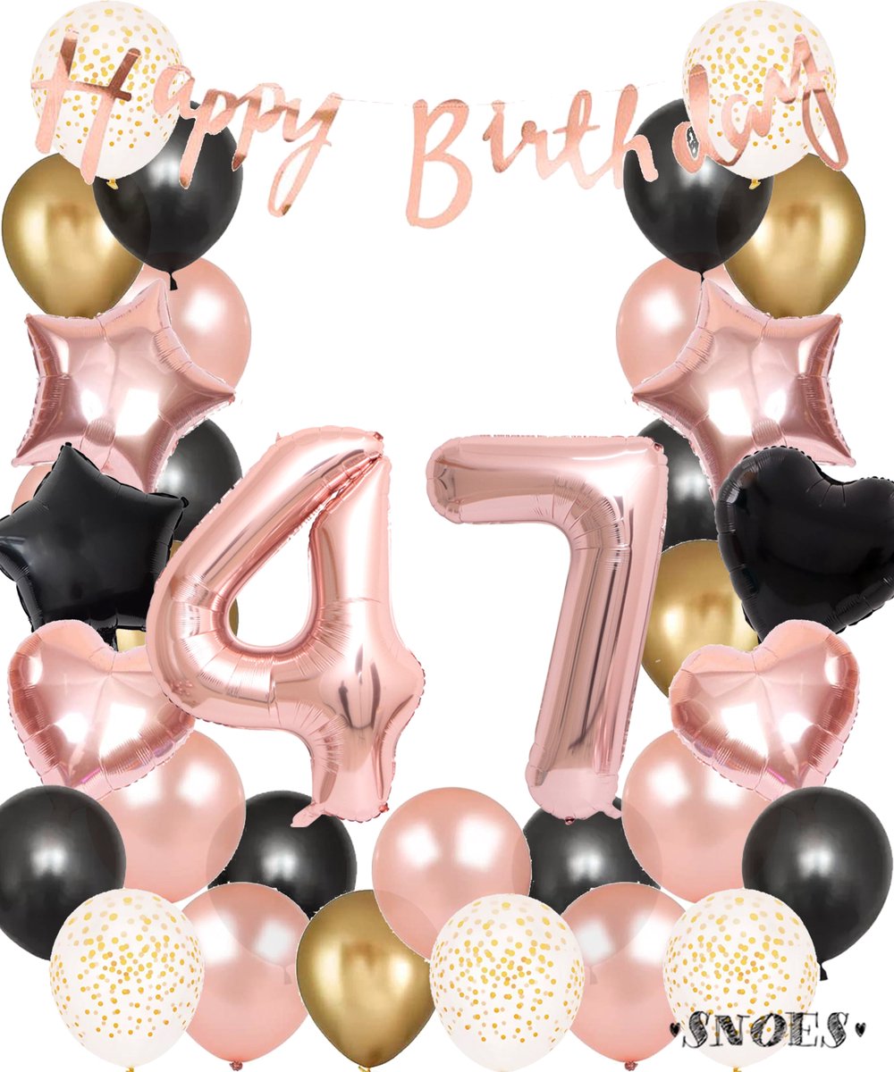 Snoes Ballonnen 47 Jaar Set Mega Rose Black Zwart Ballonen set ...