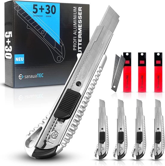 SANAWATEC Cuttermessen, professionele aluminium cuttermessen, 18 mm ...