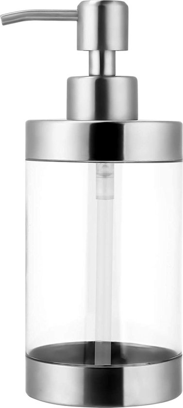 Zeepdispenser, roestvrij staal en acryl, douchegeldispenser, zeepdoseerder, vloeibare... | bol.com