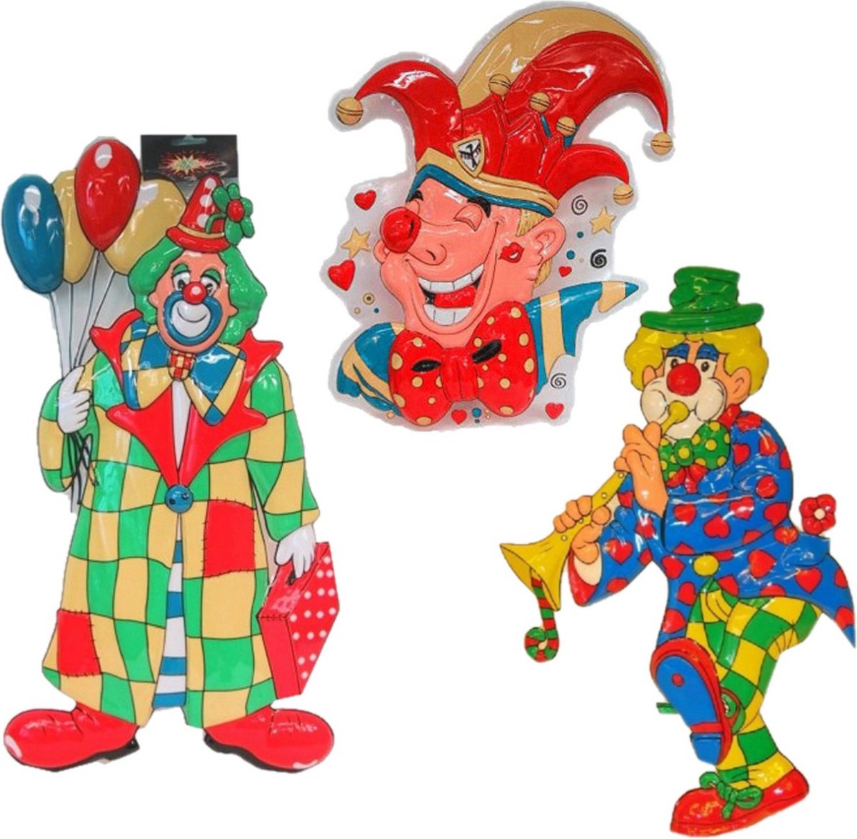 Carnaval versiering pakket - 3x grote plastic wand decoratie clowns ...