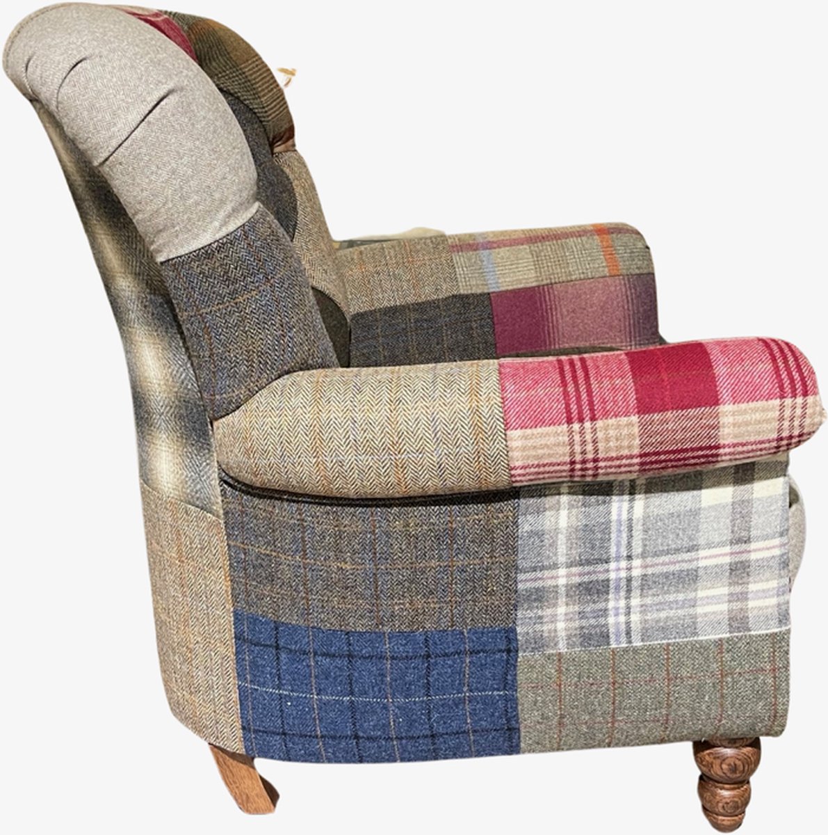 Chesterfield Fauteuil Patchwork Harris Tweed stof Wol Multicolor | bol