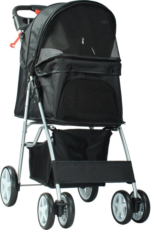 HiPet® Inklapbare Hondenbuggy tot 20 kg Met Grote Boodschappenmand - Zwart | bol