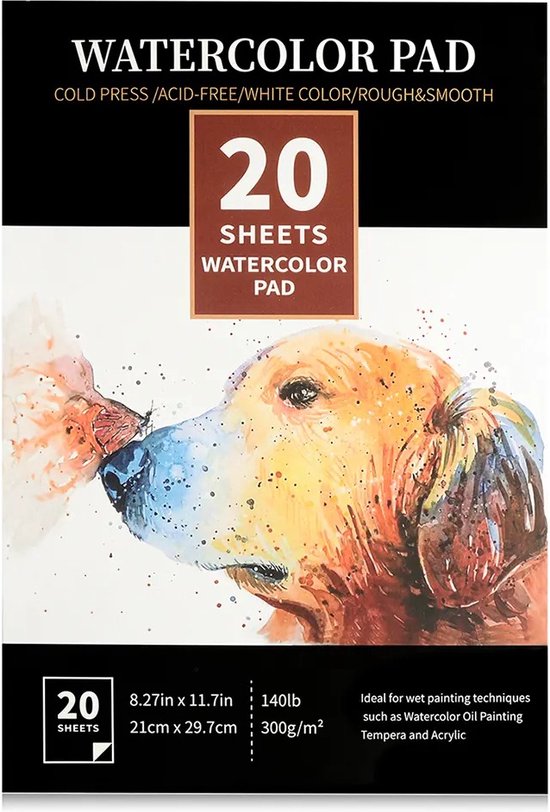 Aquarel Papier - A4 - 300 gram g/m² - blok 20 vel - Aquarelblok ...