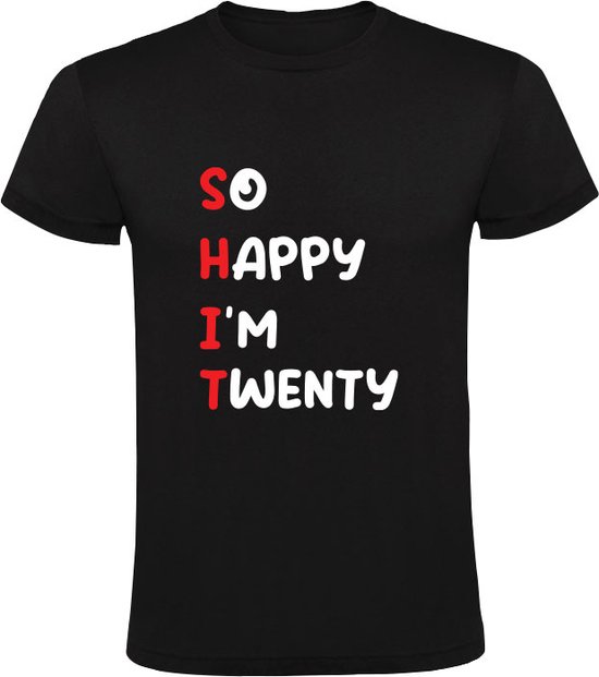 So Happy I'm Twenty Heren T-shirt | Verjaardag | jarig | Feest | 20 ...