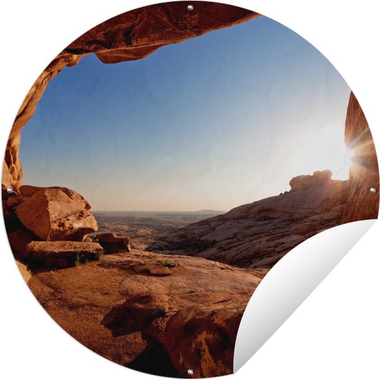 Tuincirkel Grot - Woestijn - Zon - Landschap - 60x60 cm - Ronde ...