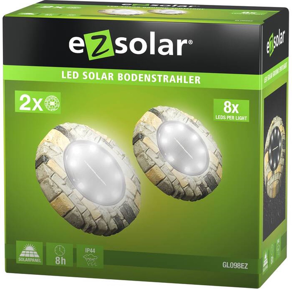 ezsolar Solar vloerlamp, stenen ontwerp, grijs, set van 2 | bol.com