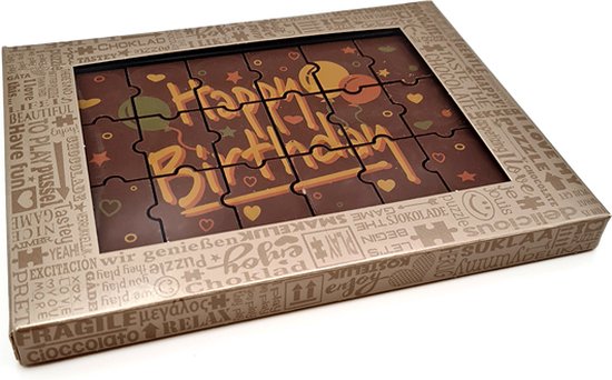 Verjaardag Chocolade Puzzelkaart | 18 stukjes | 150gr | Melk ...
