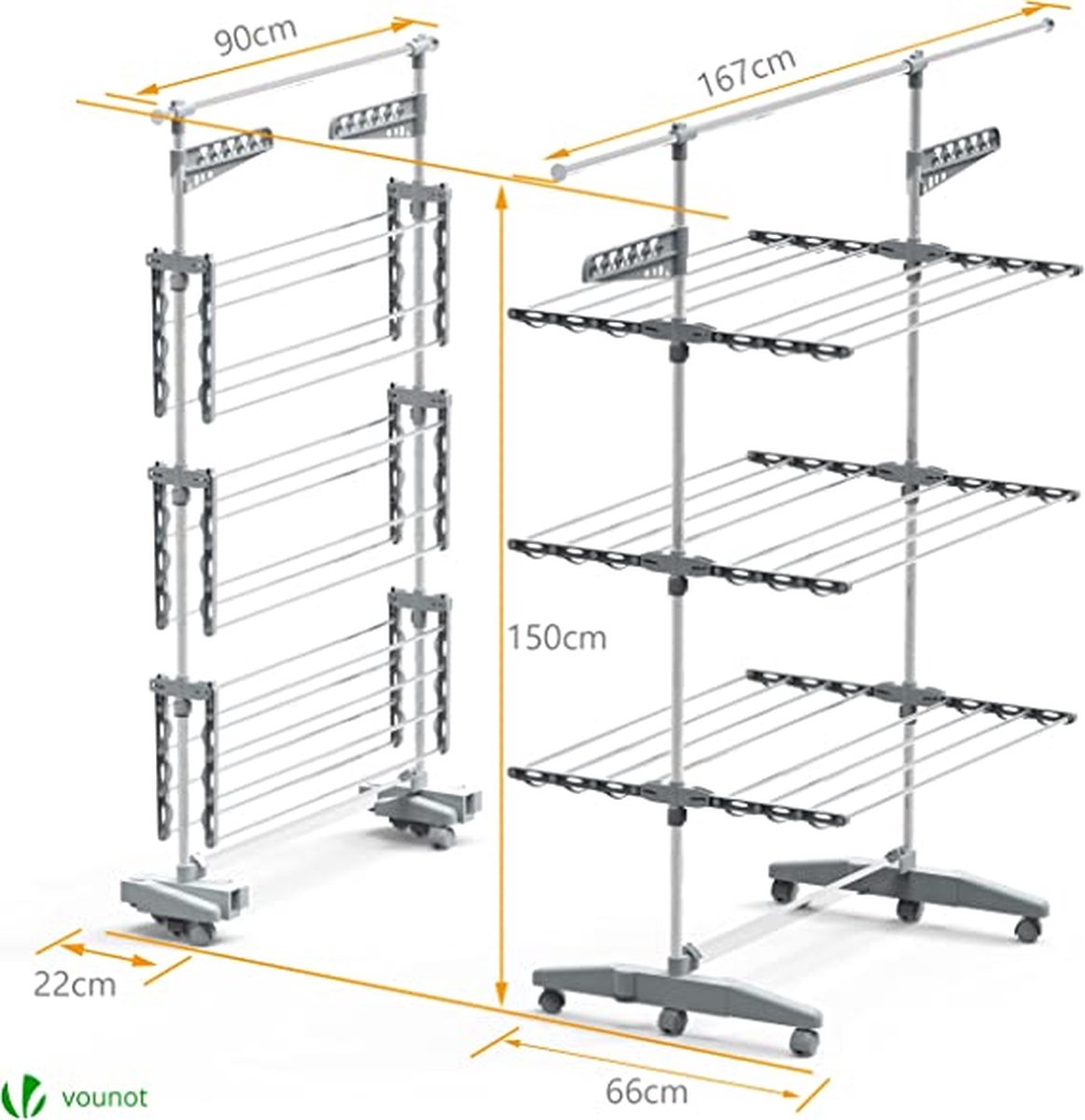Droogrek voor binnen, wasrek / collapsible laundry rack - opvouwbaar ...