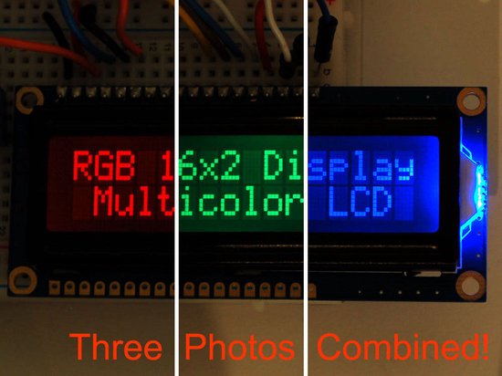 RGB backlight negative LCD 16x2 + extras - RGB on black van Adafruit ...