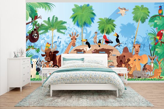 Behang kinderkamer - Fotobehang Dieren - Bos - Tropisch - Jongens - Meisjes - Kind -... | bol