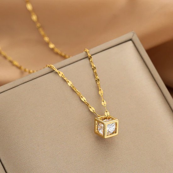 WiseGoods Luxe Design Ketting Met Cube Hanger - Dames Kettingen ...