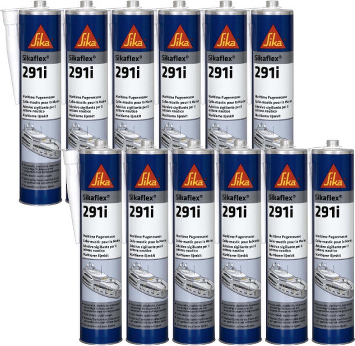 Set van 12 SIKA Sikaflex 291i marine kit - Wit - 300ml | bol.com