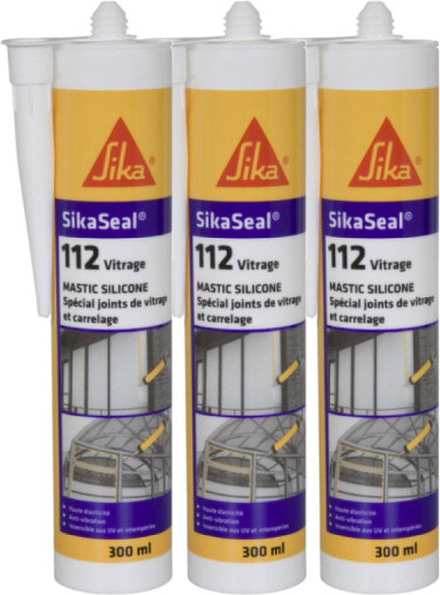 Set van 3 SIKA Sikaseal 112 Glazing Silicone Sealants - Transparant ...