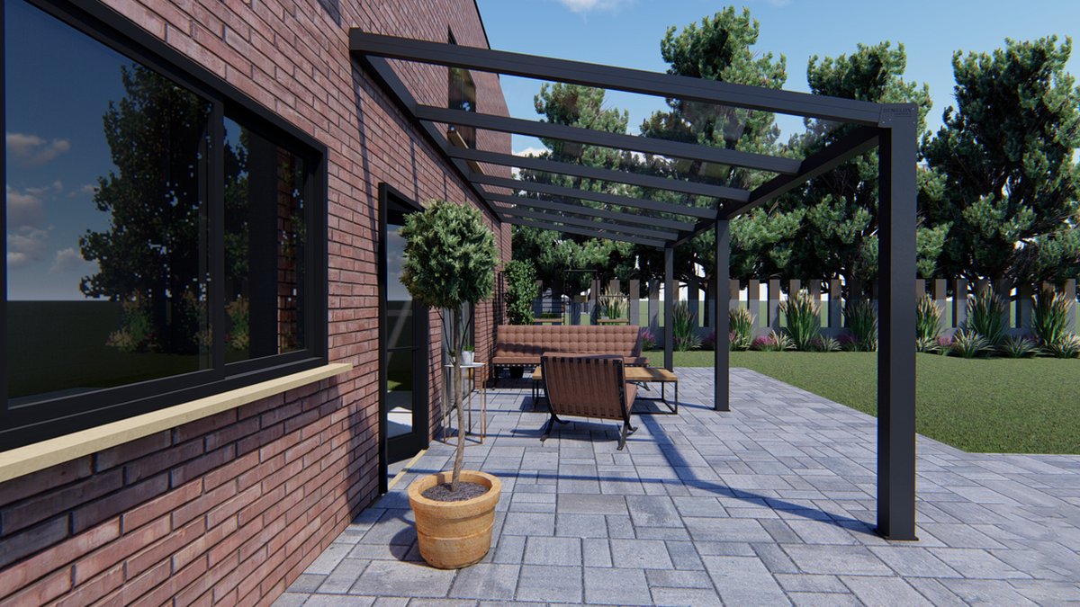 Benelux Veranda 6 mt x 3,60 mt – Zwart – Glass - inclusief montage ...