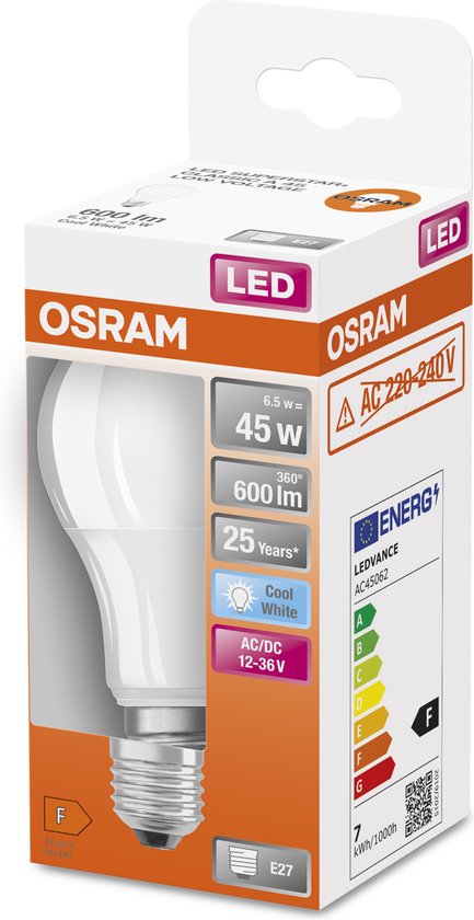Osram Led Star Classic LED E27 Peer Mat 6.5W 600lm - 840 Cool white ...