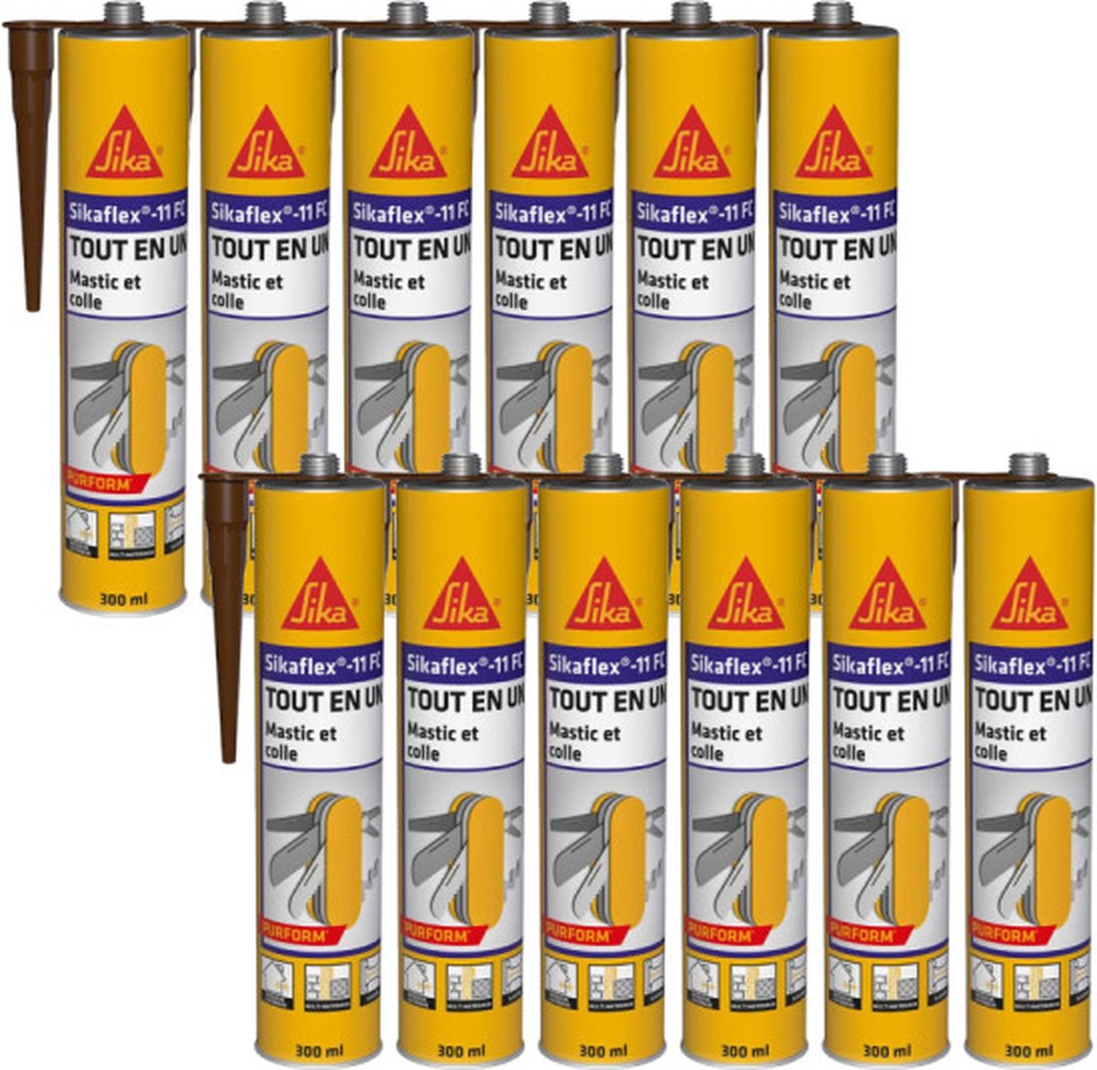 Set van 12 SIKA Sikaflex 11 FC Purform multifunctionele lijmen - Bruin ...