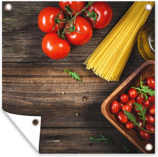 Tuin poster Pasta - Tomaat - Keuken - 200x200 cm - Tuindoek ...