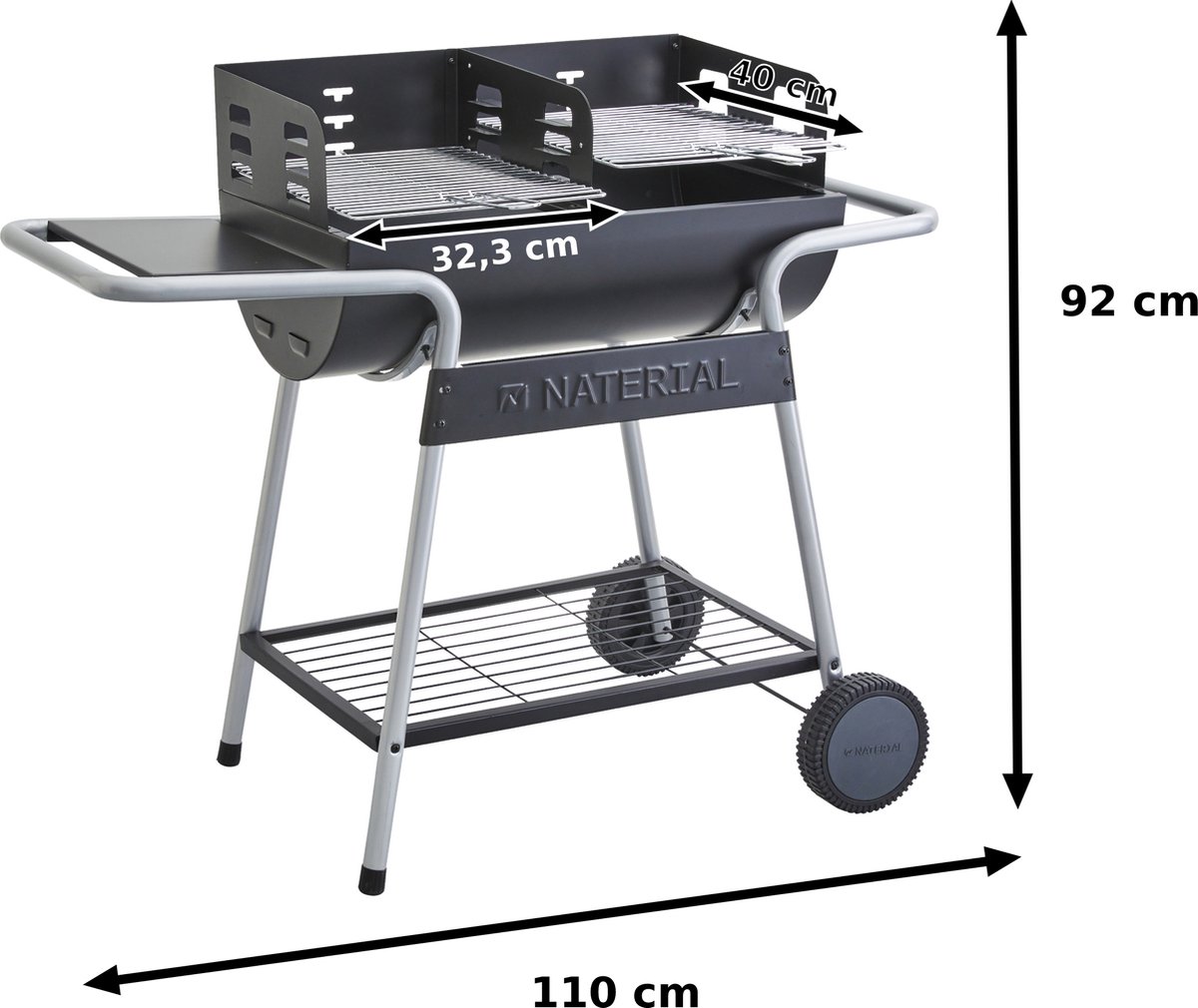 NATERIAL - Barbecue à charbon ICARUS ALPHA II - 10 personnes - H.93,5 x ...