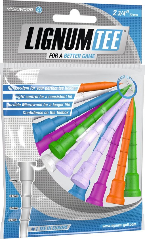 Lignum Golf Tees 72 mm 12 stuks (neon mix) | bol