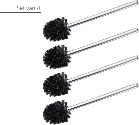 WENKO Toiletborstel, wc-borstel met roestvrijstalen steel, set van 4 ...