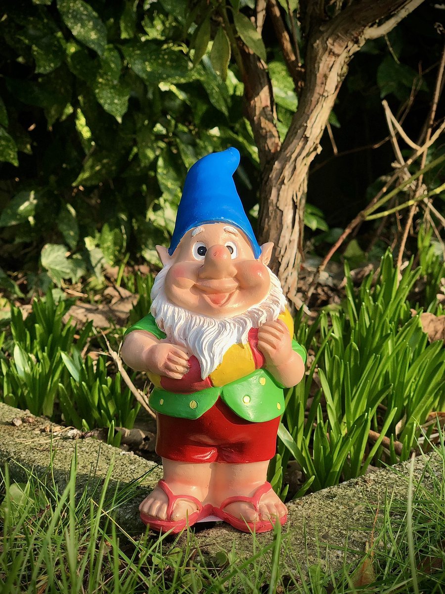 Tuinkabouter summer blauwe muts 20 cm hoog - polyester - polystone ...