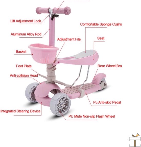 Step led wielen - 3 wielen - Kinderstep - Stoel - Verstelbaar - Veel ...