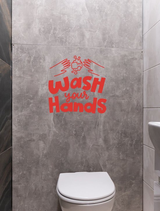 Stickerheld - Muursticker Wash your hands - Toilet - Wassen - handen ...
