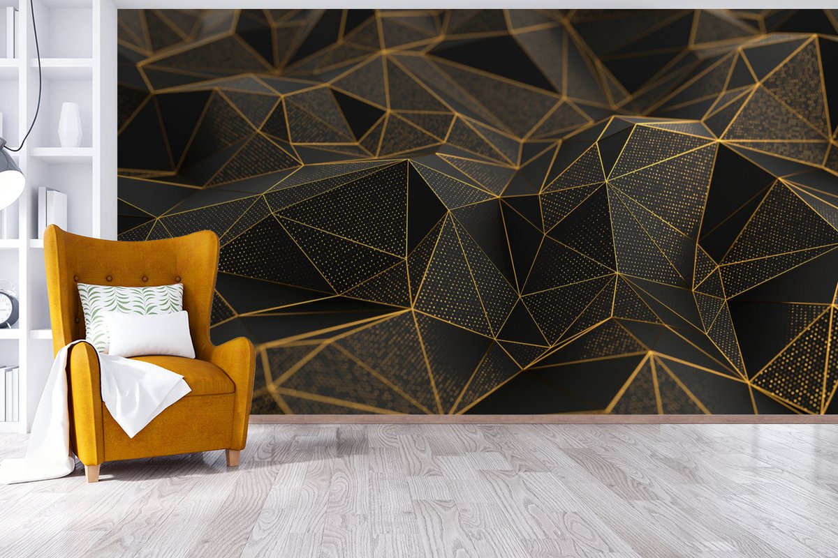 Behang - Fotobehang Abstract - Goud - 3D - Luxe - Kunst - Breedte 430 ...