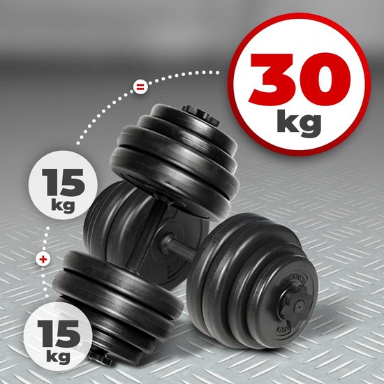 Physionics - Halterset - Met Grip - Dumbbell Set - Inclusief 30KG | bol