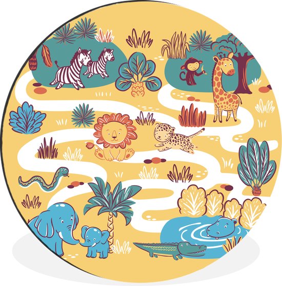 WallCircle - Wandcirkel - Muurcirkel - Safari - Dieren - Kinderen - Aluminium - Dibond... | bol