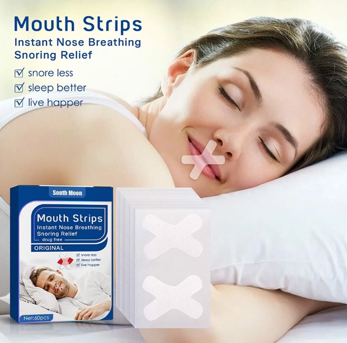Slaap Tape – Anti-Snurk – Voor een goede nachtrust – Droge mond bij ...