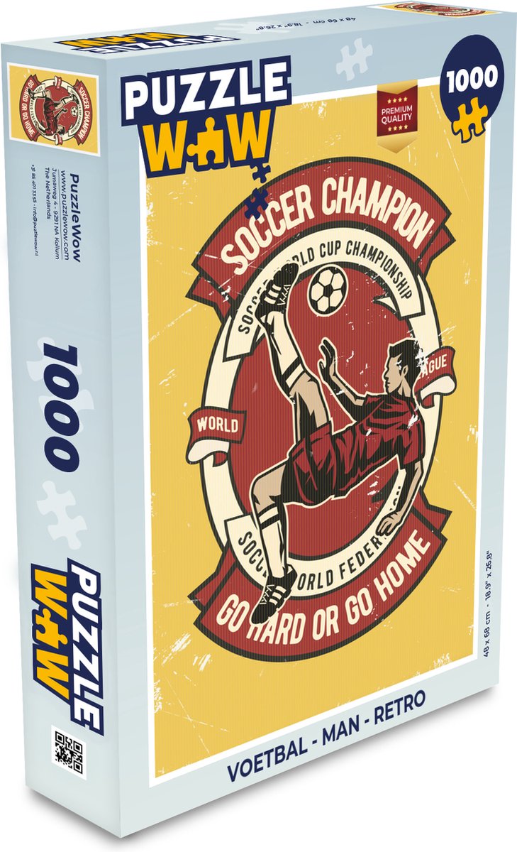 Puzzel Voetbal - Man - Retro - Legpuzzel - Puzzel 1000 stukjes ...