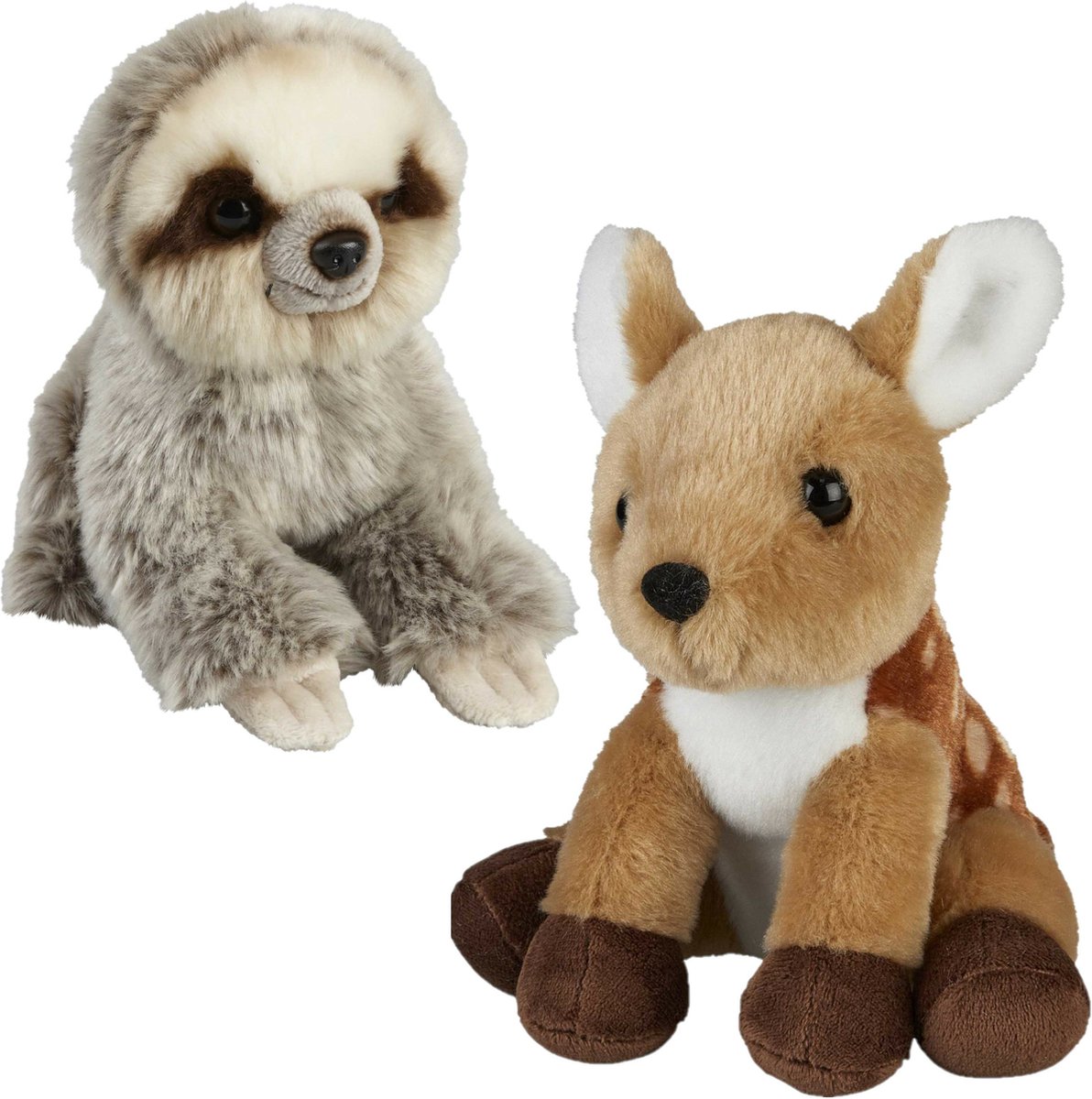 Ravensden - Knuffeldieren set luiaard en hertje pluche knuffels 18 cm ...