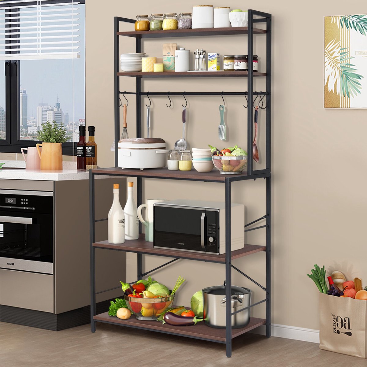 Keukenrek - Opbergrek - 5-Tier - Magnetron Oven Stand - Vrijstaand ...