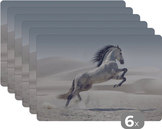 Placemat - Placemats kunststof - 45x30 cm - Paard - Dieren - Zand ... Placemat - Placemats kunststof - 45x30 cm - Paard - Dieren - Zand ...