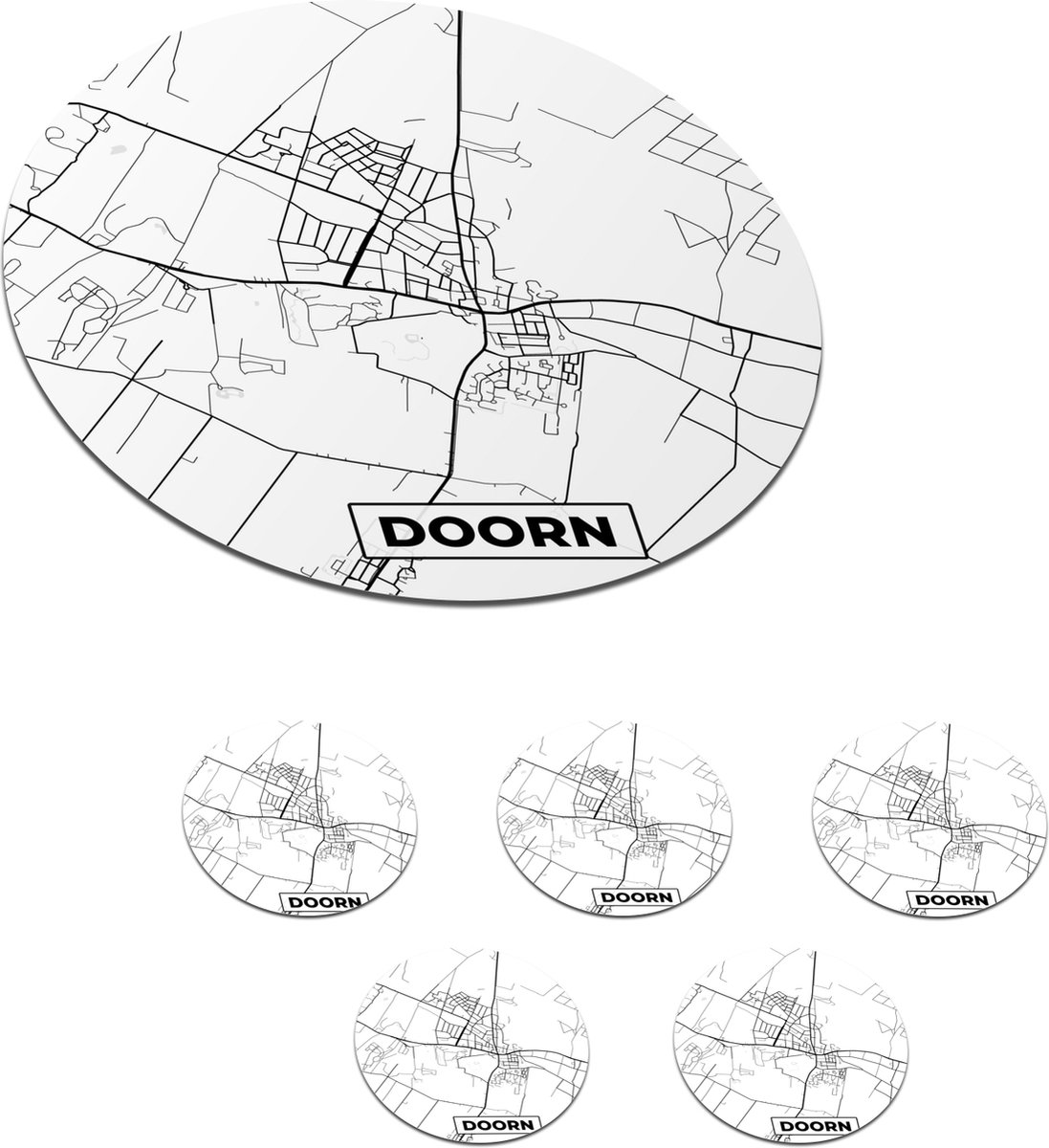 Onderzetters voor glazen - Rond - Plattegrond - Stadskaart - Doorn ...