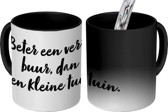 Magische Mok Foto Op Warmte Mokken Koffiemok Beter Een Verre Buur