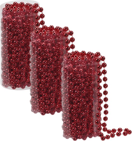 1x stuks kralenslingers kerstboom slingers/guirlandes rood 8 meter ...
