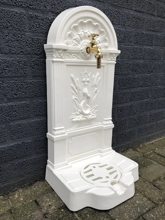 Staande fontein, aluminium, wit, stevige tuinfontein | bol