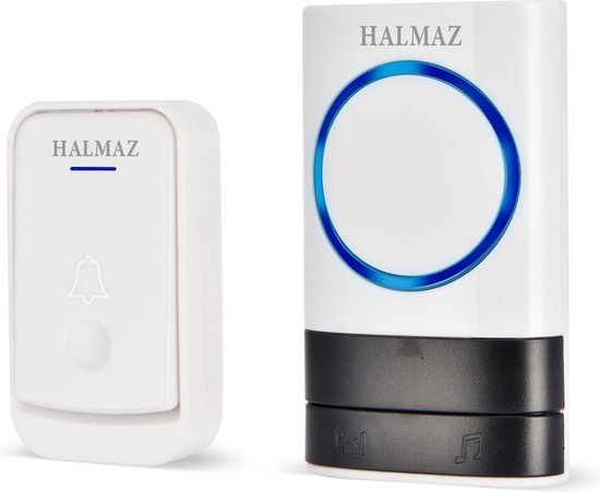 HALMAZ Draadloze deurbel - Wit – Led verlichting - IP44 Waterdicht – 52 ...
