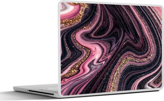 Sticker ordinateur portable - 14 pouces - Aspect marbré - Rose - Violet ...
