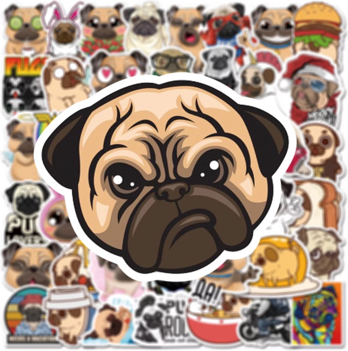 Mopshond Stickers 50 Stuks | Honden Stickers | Grappige Stickers | Pug Stickers |... | bol.com